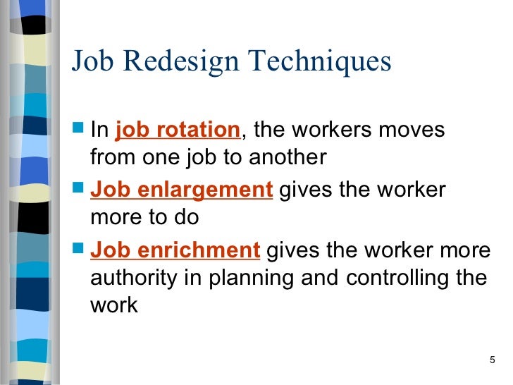 Job Redesign Approaches Job Redesign: Improving The Quality Of Working