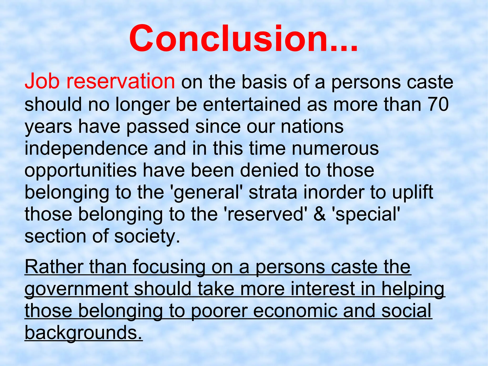 Job Reservation | PPT