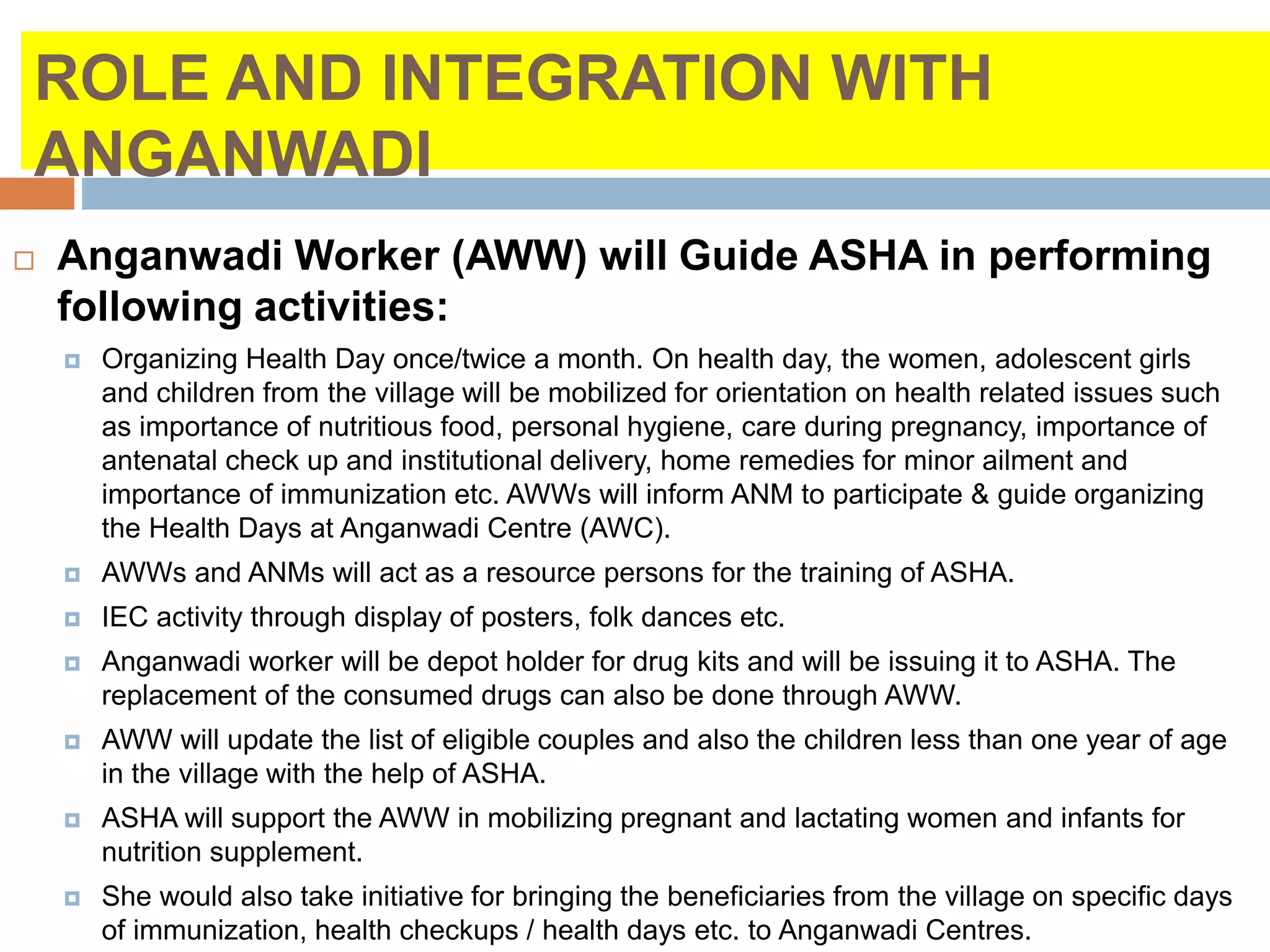 Job responsibilities of ASHA & ANM | PPTX