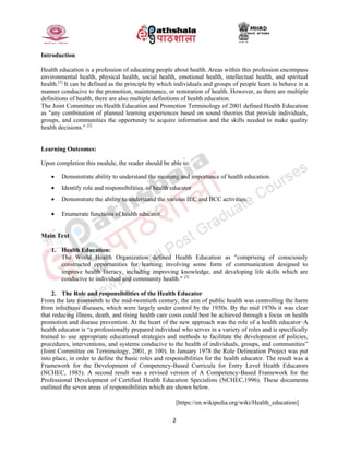 Job responsibilities of health education officers | PDF