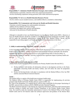 Job responsibilities of health education officers | PDF