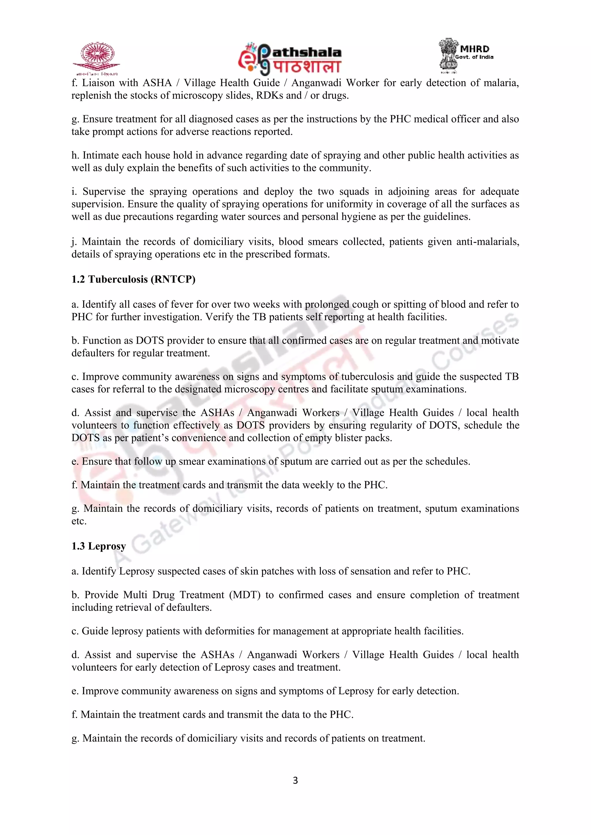 Job responsibilities of health workers ( male & female) | PDF