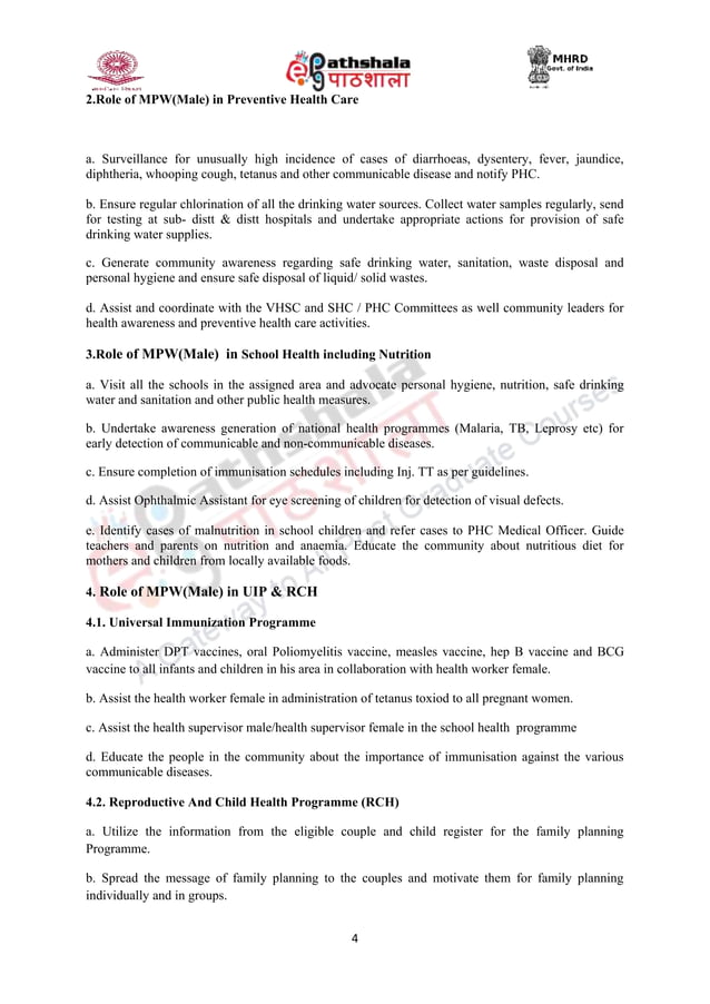Job responsibilities of health workers ( male & female) | PDF