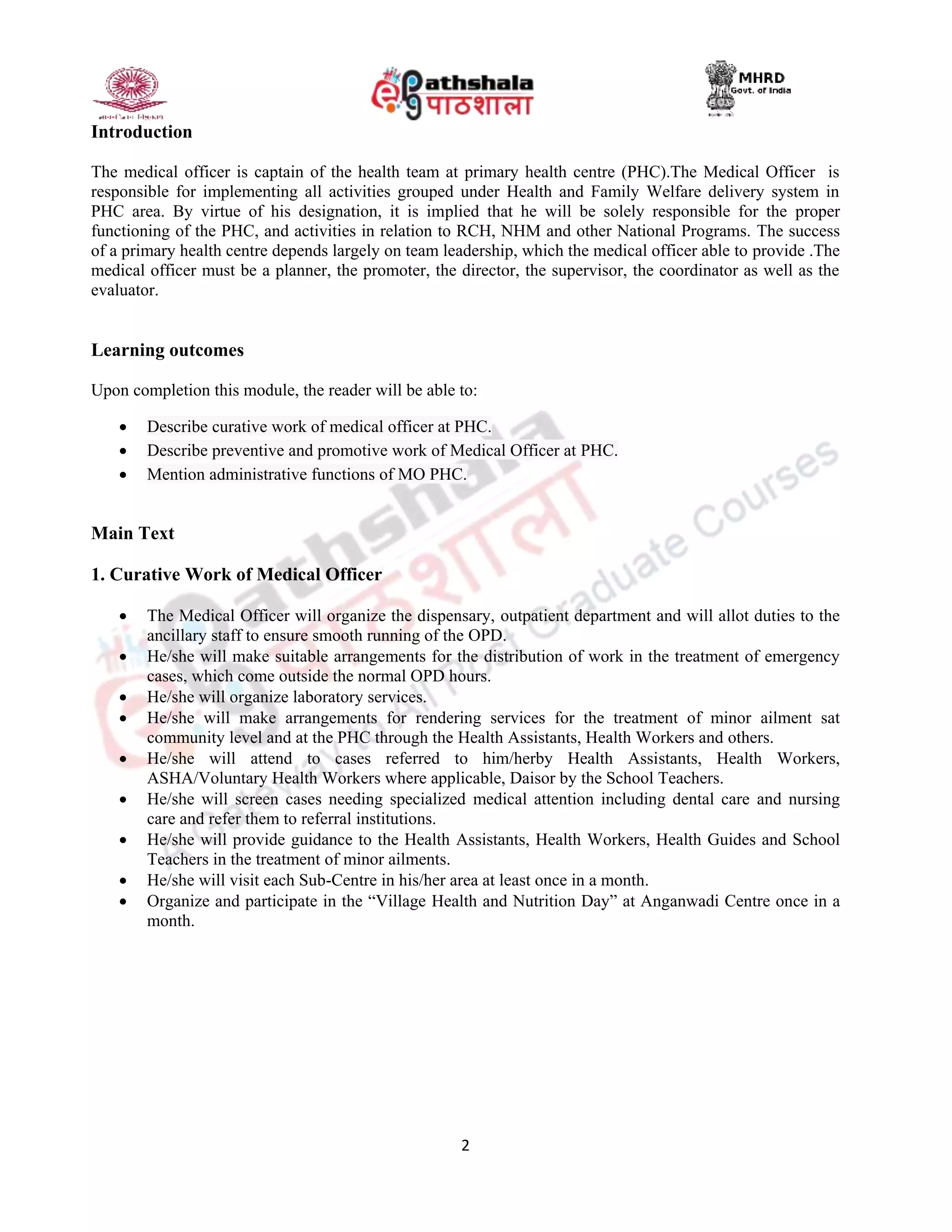 Job responsibilities of medical officers | PDF