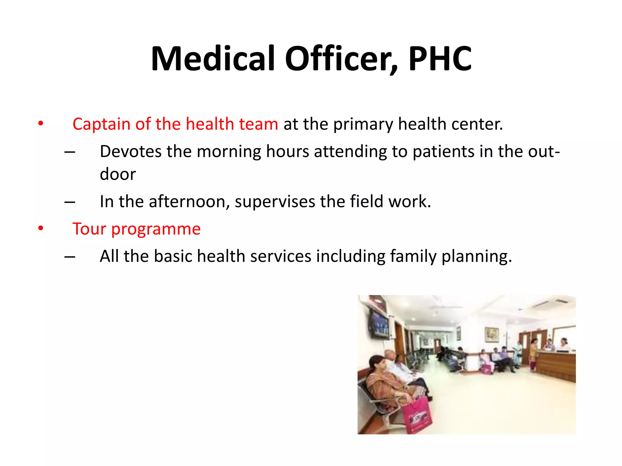Job responsibility of medical officer in primary health | PPTX