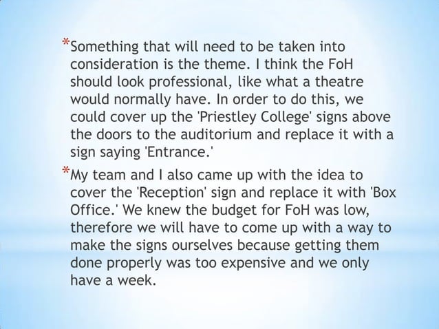 Job role – foh manager | PPT