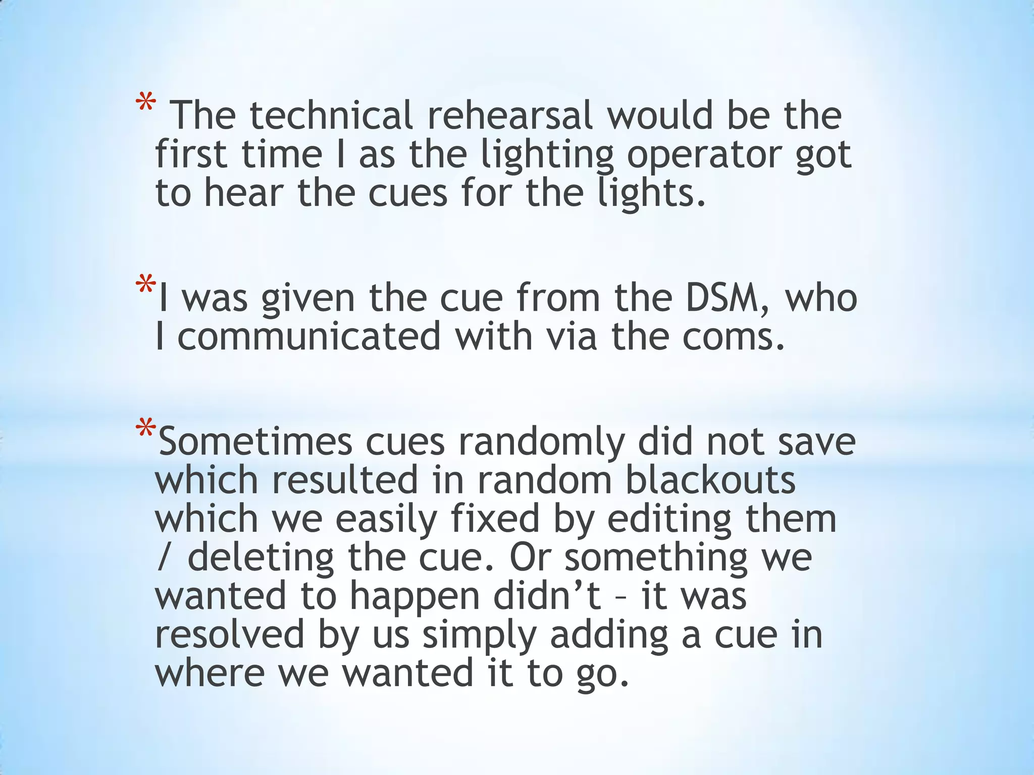 Job role – lighting operator | PPTX