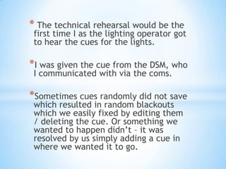 Job role – lighting operator | PPTX