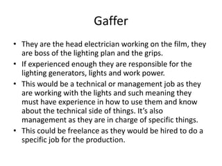 Job roles | PPTX | Talk Show | Genres