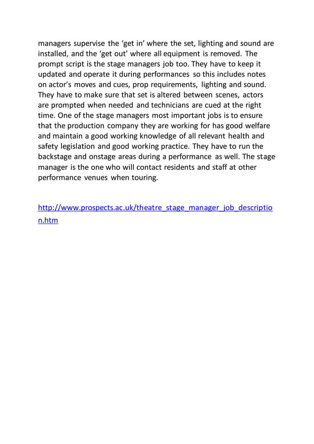 Job roles | DOCX | Musicals | Genres