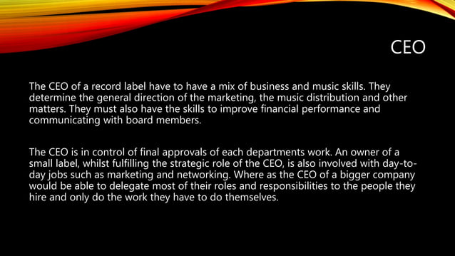 Job Roles in a Record Label | PPT