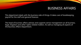 Job Roles in a Record Label | PPT