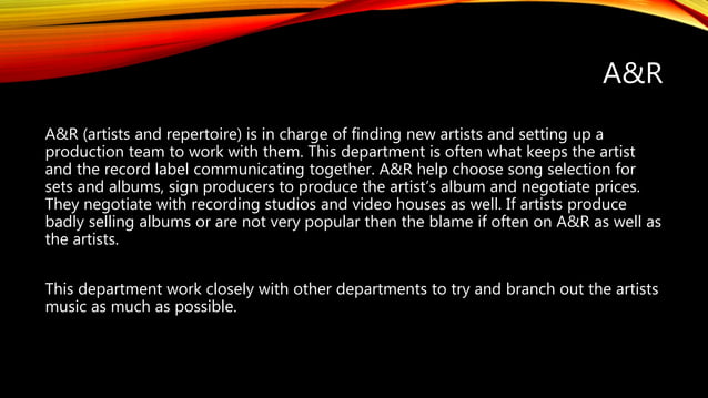 Job Roles in a Record Label | PPT