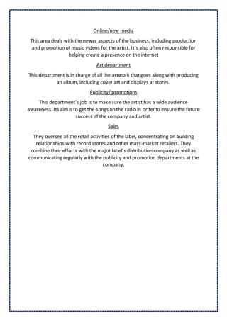 Job roles at a record label | PDF