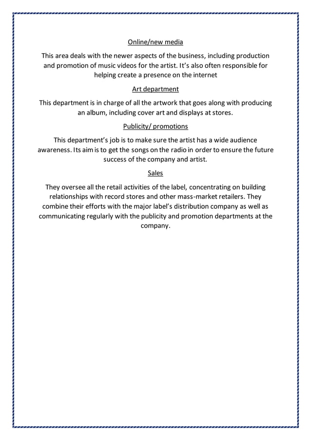 Job roles at a record label | PDF