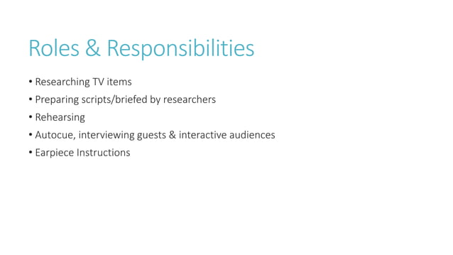 Job roles – TV & Film Idustry | PPT