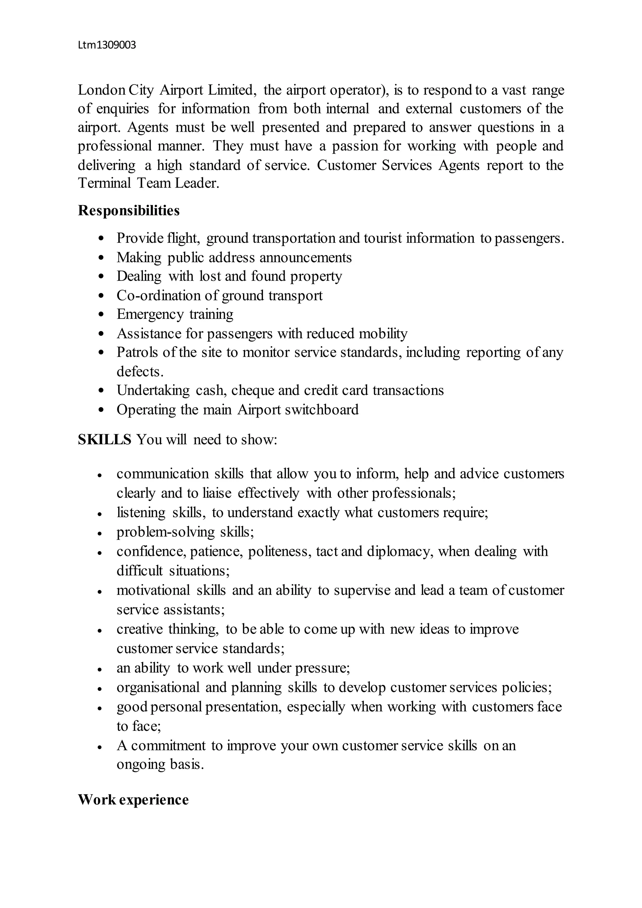 Job roles in aviation | DOCX