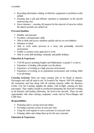 Job roles in aviation | DOCX