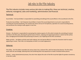 Job roles in film | PPT