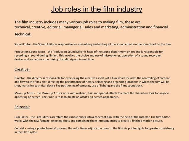 Job roles in film | PPT