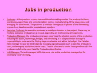 Job roles in film production | PPTX