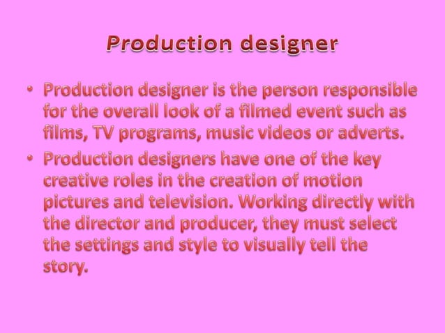 Job roles in film production | PPTX | Video Production | Content Production