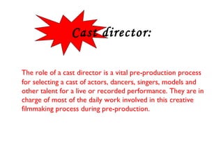 Job roles in film production by Salma Begum 12 a2 | PPT