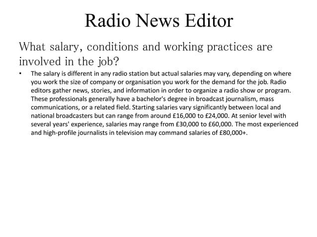Job roles in radio | PPTX | Public Radio | Talk Radio