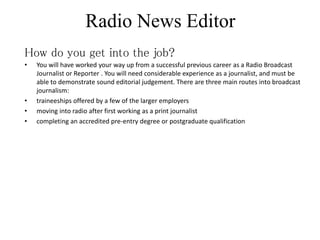 Job roles in radio | PPTX | Public Radio | Talk Radio