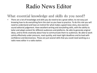 Job roles in radio | PPTX | Public Radio | Talk Radio