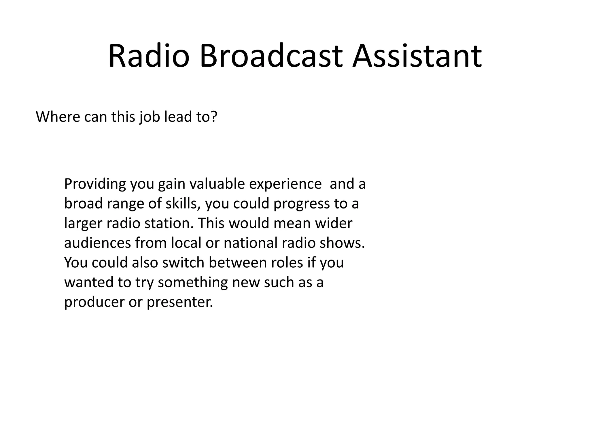 Job Roles In The Radio Industry | PPTX