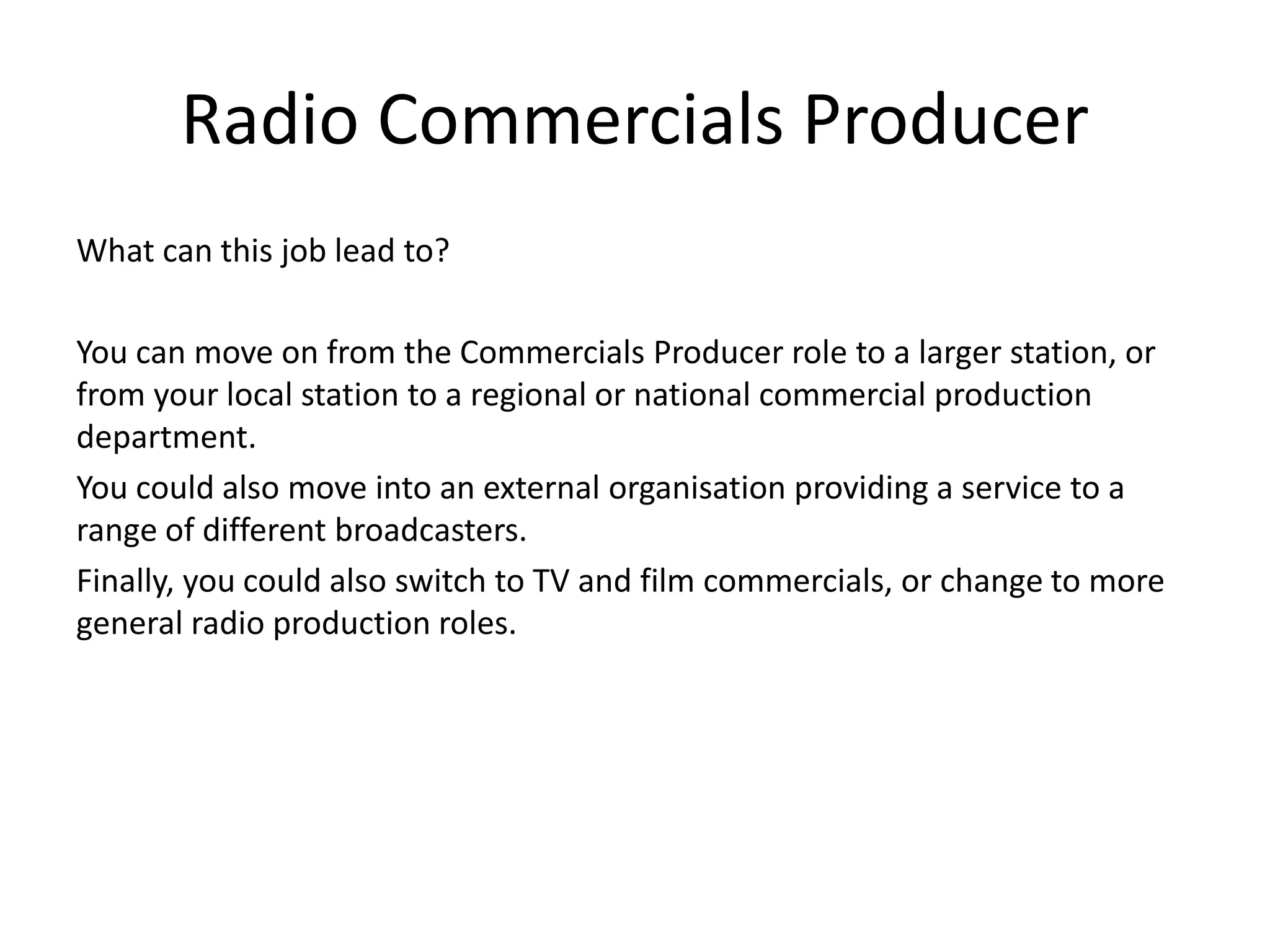 Job Roles In The Radio Industry | PPTX