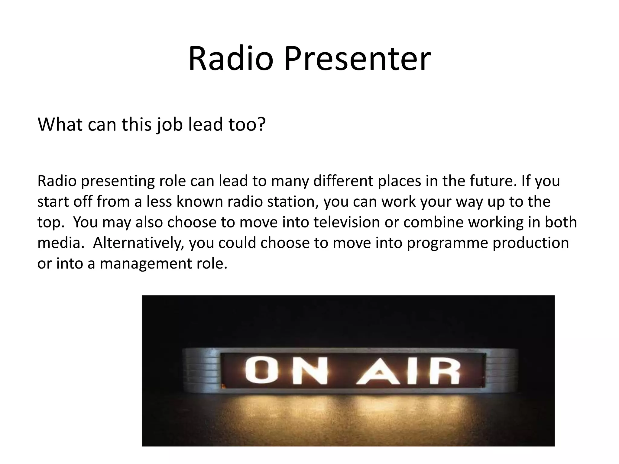 Job Roles In The Radio Industry | PPTX