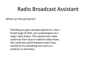 Job Roles In The Radio Industry | PPTX