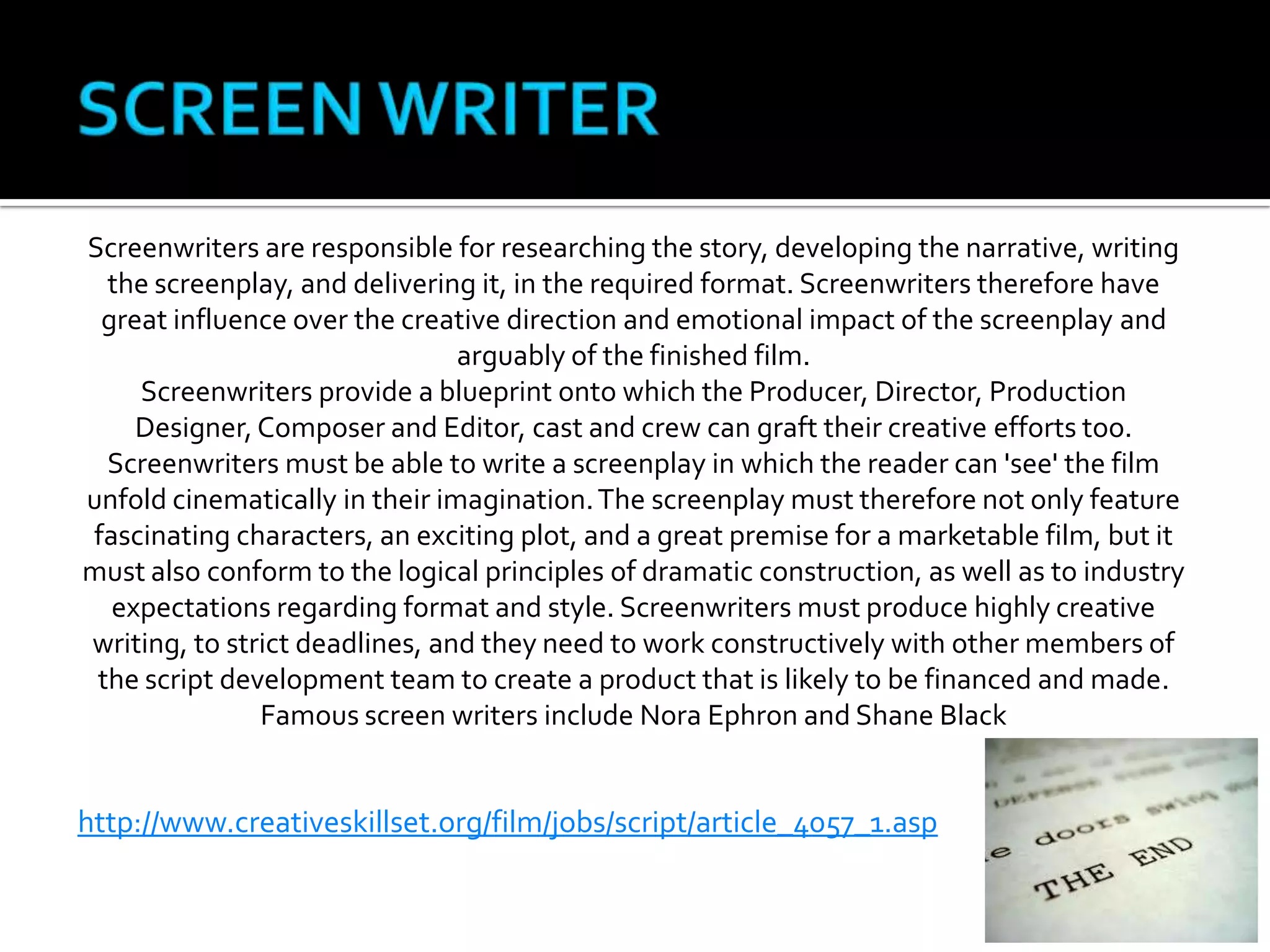 Job roles in the creative media industries | PPTX