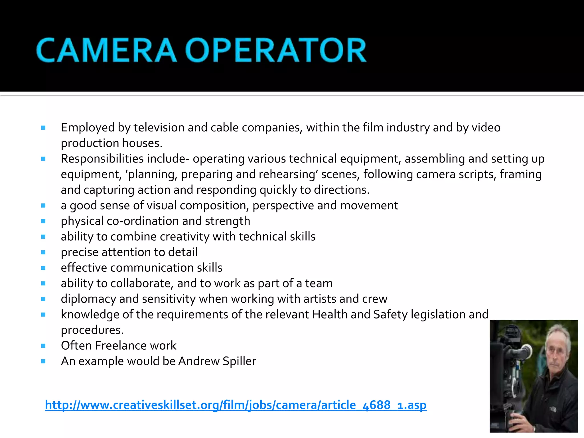 Job roles in the creative media industries | PPTX