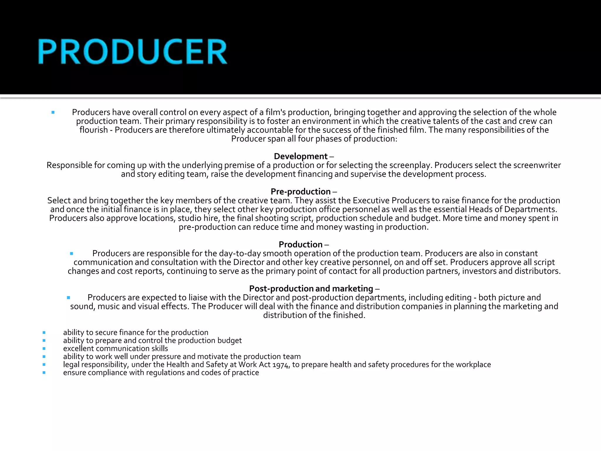 Job roles in the creative media industries | PPTX