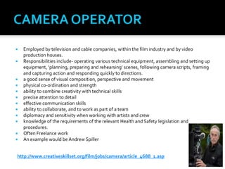 Job roles in the creative media industries | PPTX