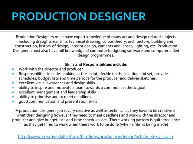 Job roles in the creative media industries | PPTX