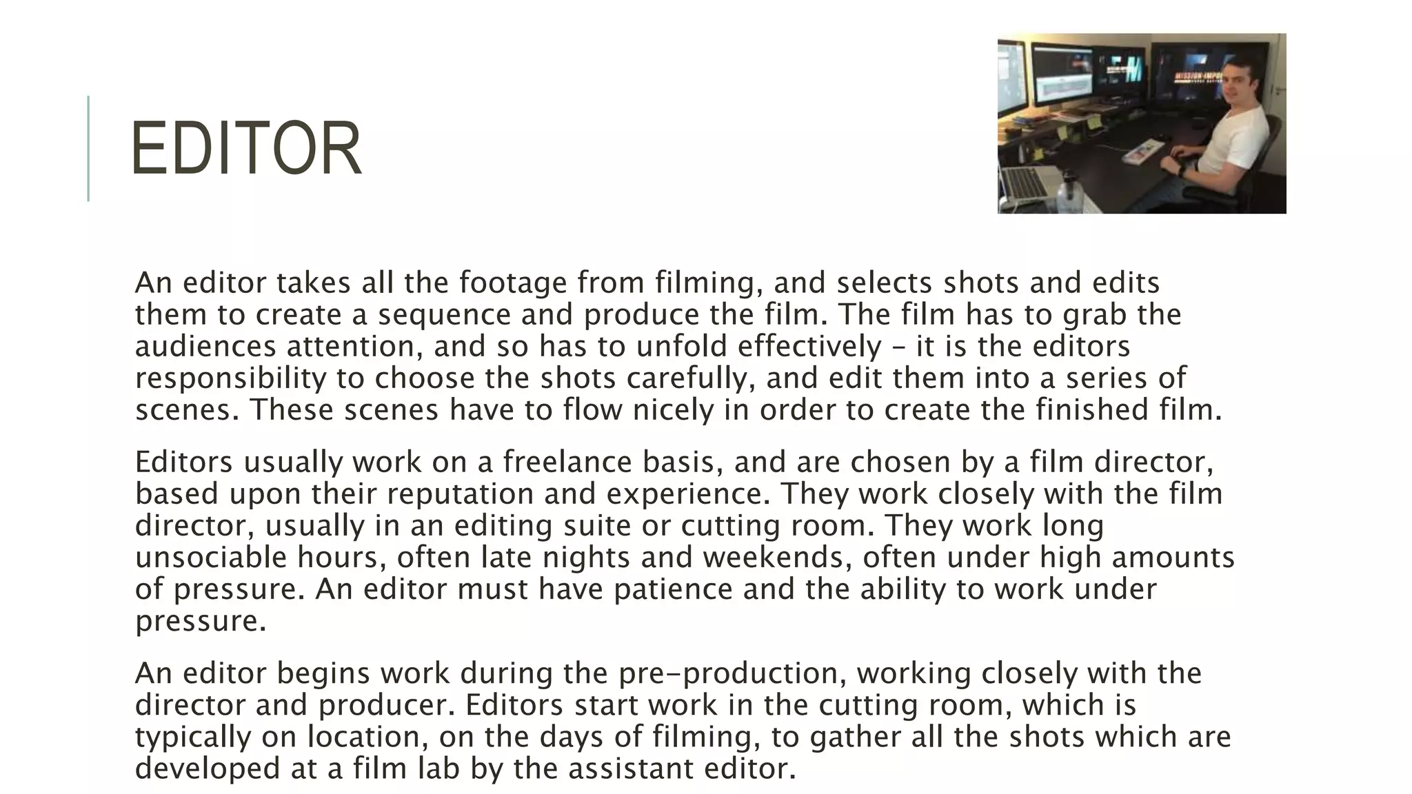 Job roles in the film industry | PPTX