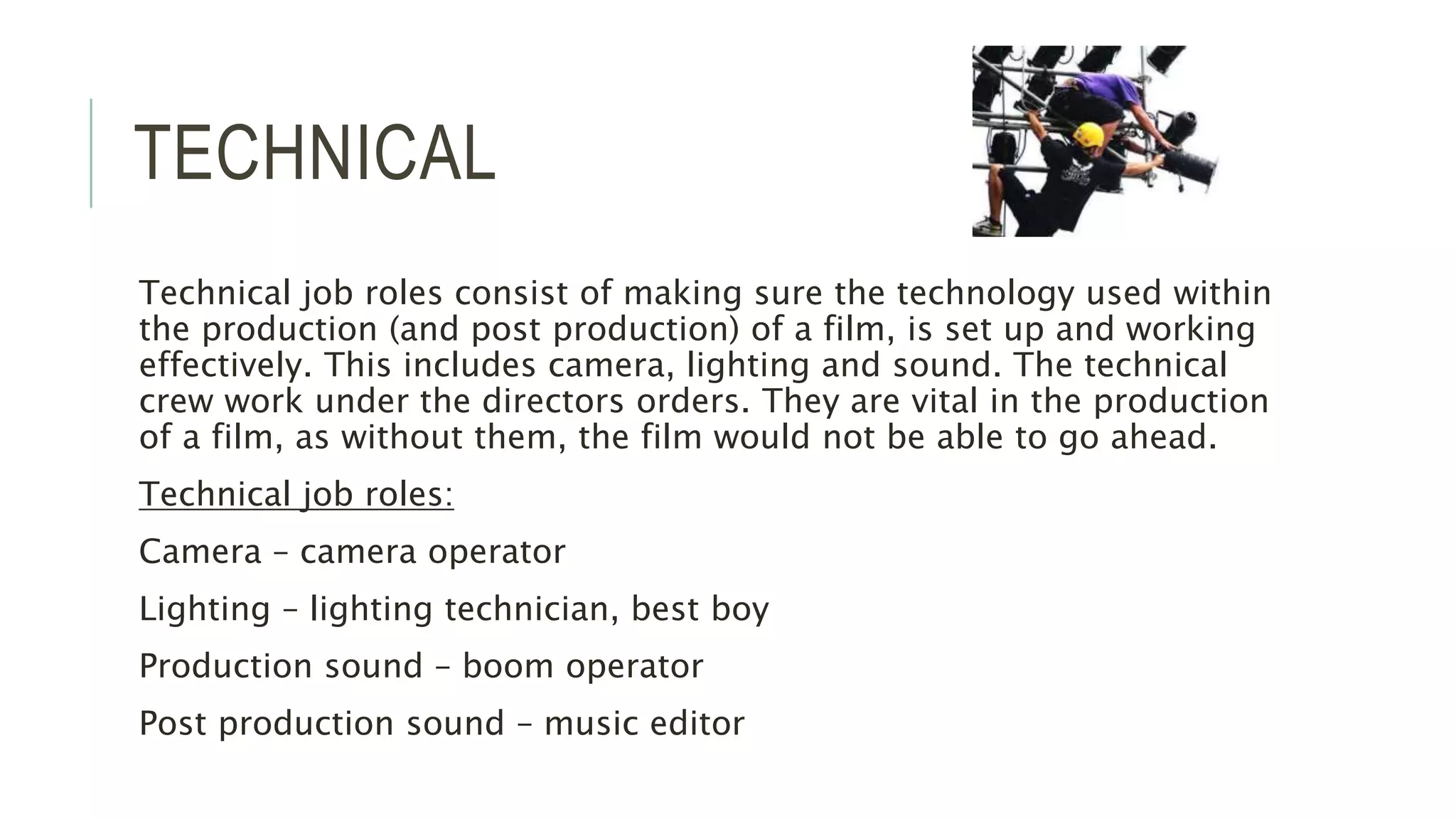 Job roles in the film industry | PPTX