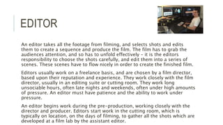 Job roles in the film industry | PPTX