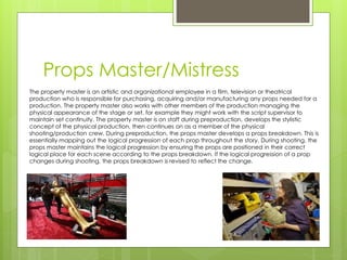 Job roles in the production arts industry | PPT