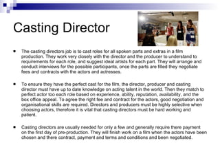 Job roles in tv & the film industry | PPT