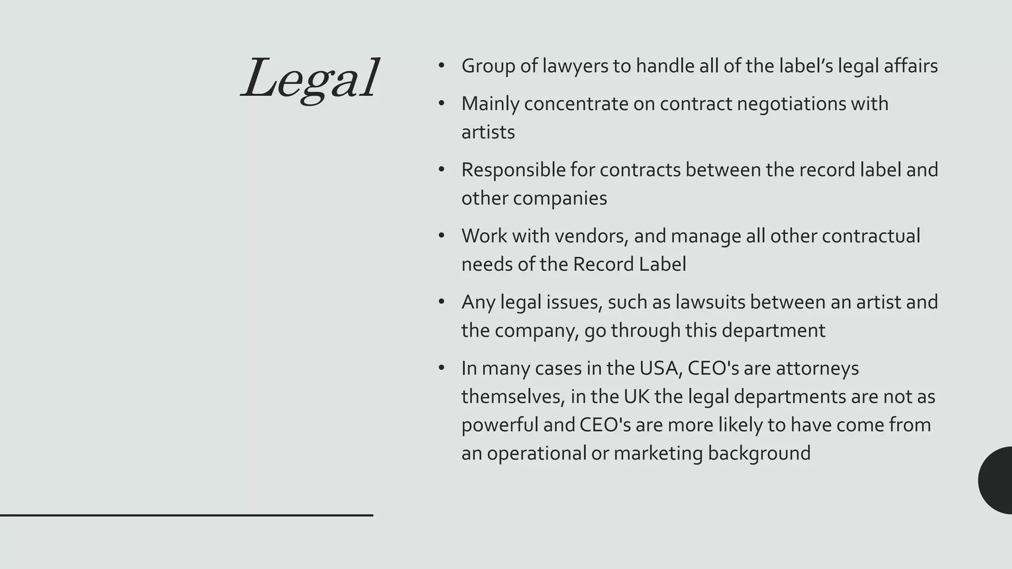 Job roles of a record label | PPTX