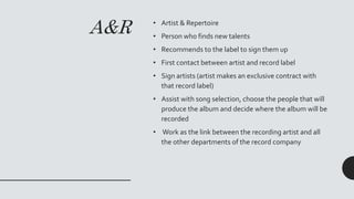 Job roles of a record label | PPTX