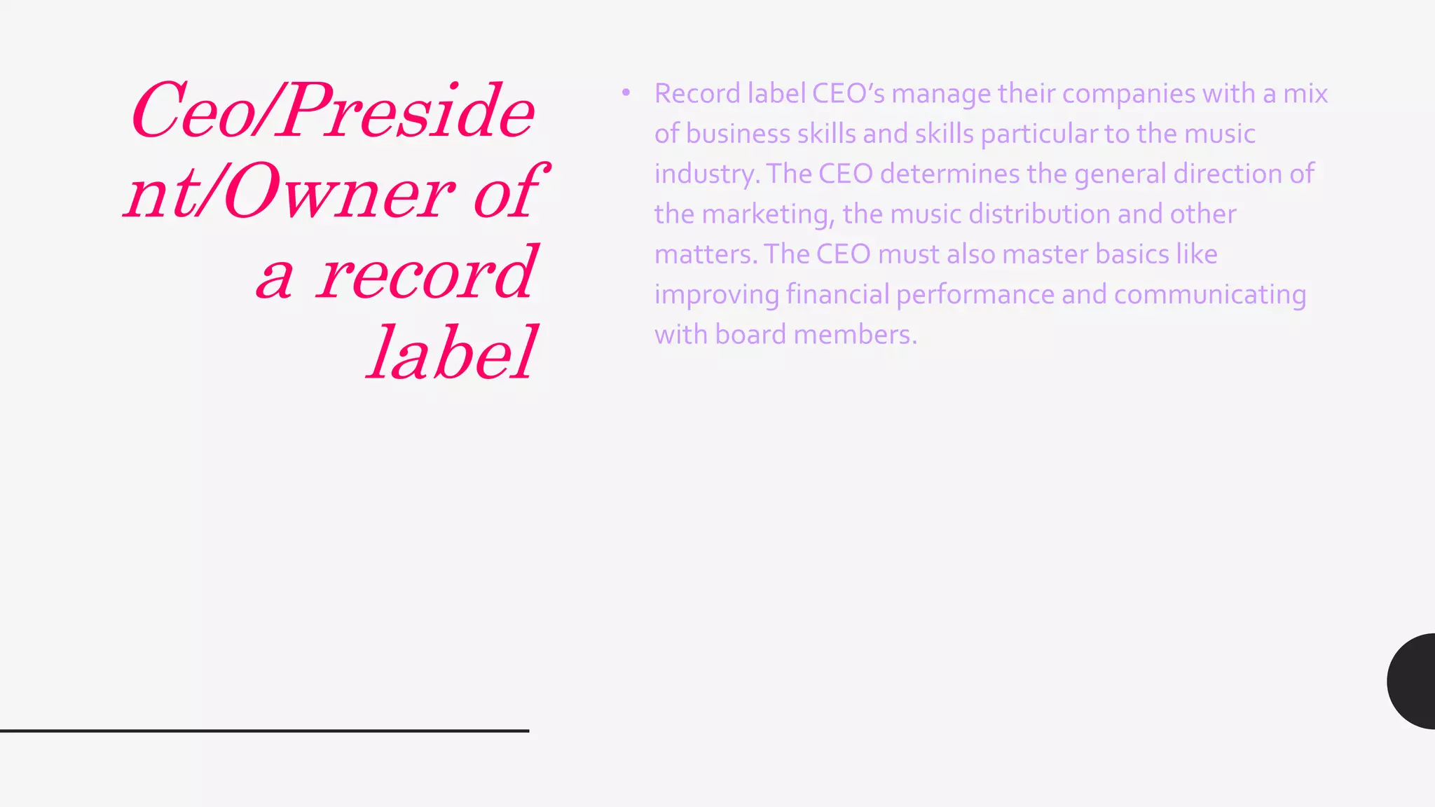 Job roles of a typical record label | PPT