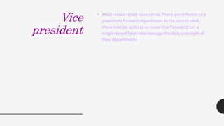 Job roles of a typical record label | PPT