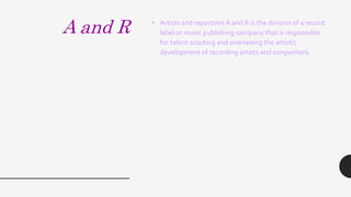 Job roles of a typical record label | PPT