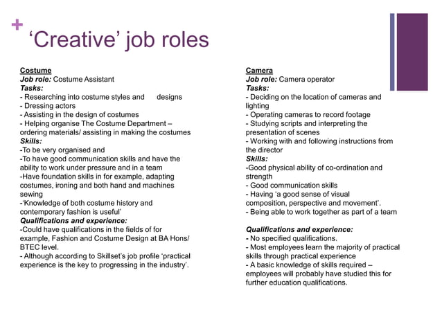 Job roles presentation | PPT